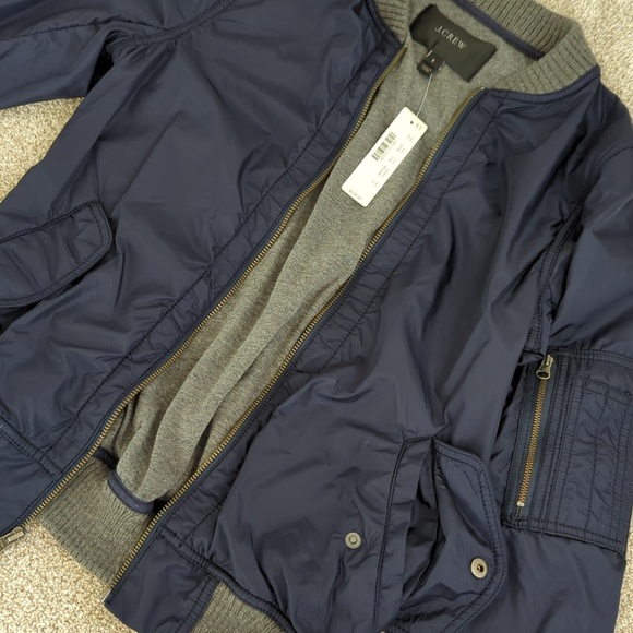 J. Crew | Jackets & Coats | Nwt Jcrew Navy Gray Bomber Jacket | Poshmark